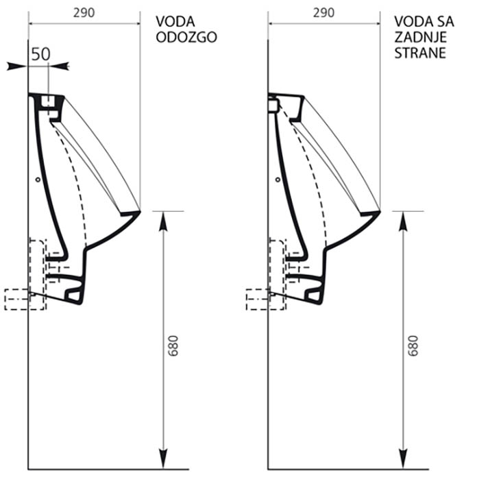 Pisoar sa skrivenim izlivom POSEJDON - Keeptank