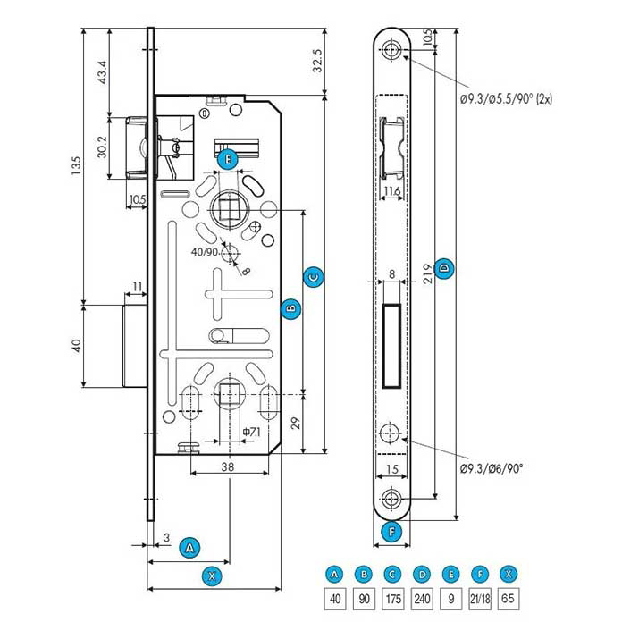 Brava Titan WC 806/40-90L 65 mm za unutrašnja drvena vrata - Keeptank