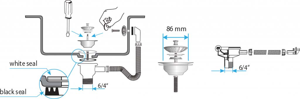 Sifon granitne sudopere 6/4” sa prelivom S00031 – inox rešetka ...
