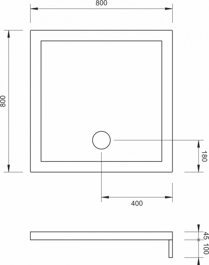 Tuš kadica COPEN 800x800 mm sa demontažnom maskom – akrilna kvadratna ...